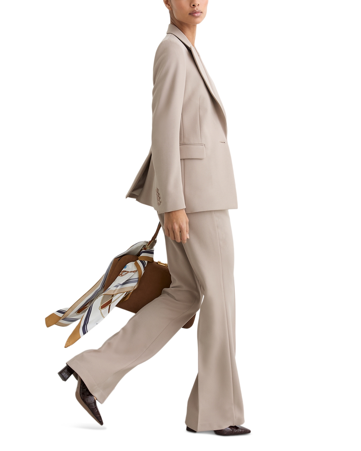 REISS Gabi Flare Leg Trousers